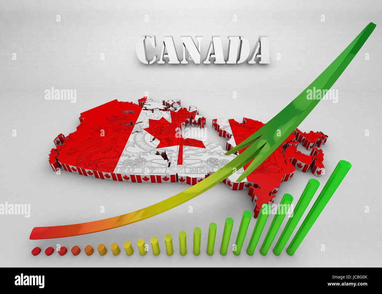 Map of Canada with flag colors. 3d render illustration Stock Photo - Alamy