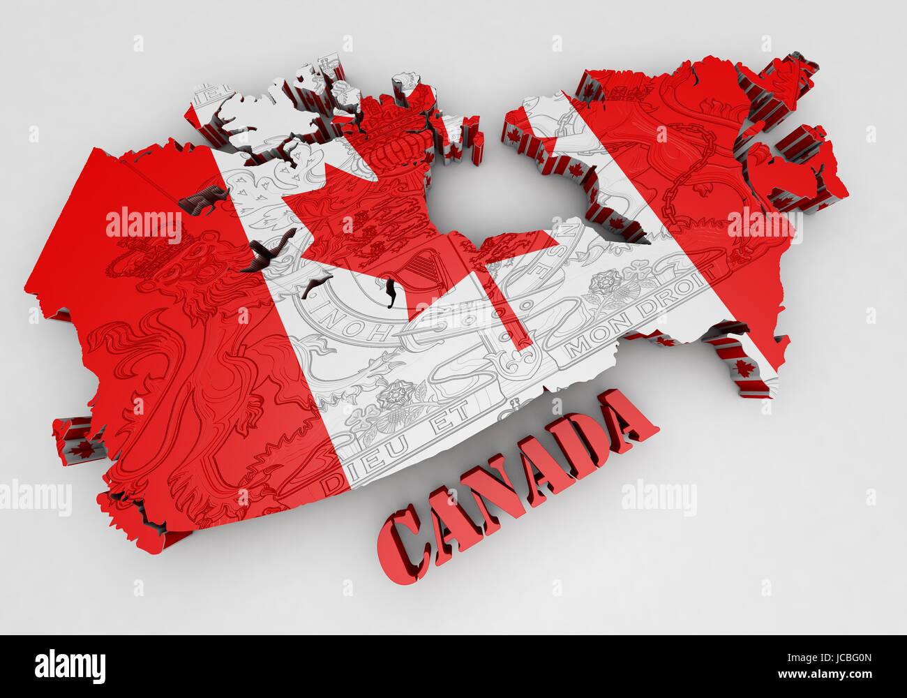 Map of Canada with flag colors. 3d render illustration Stock Photo - Alamy