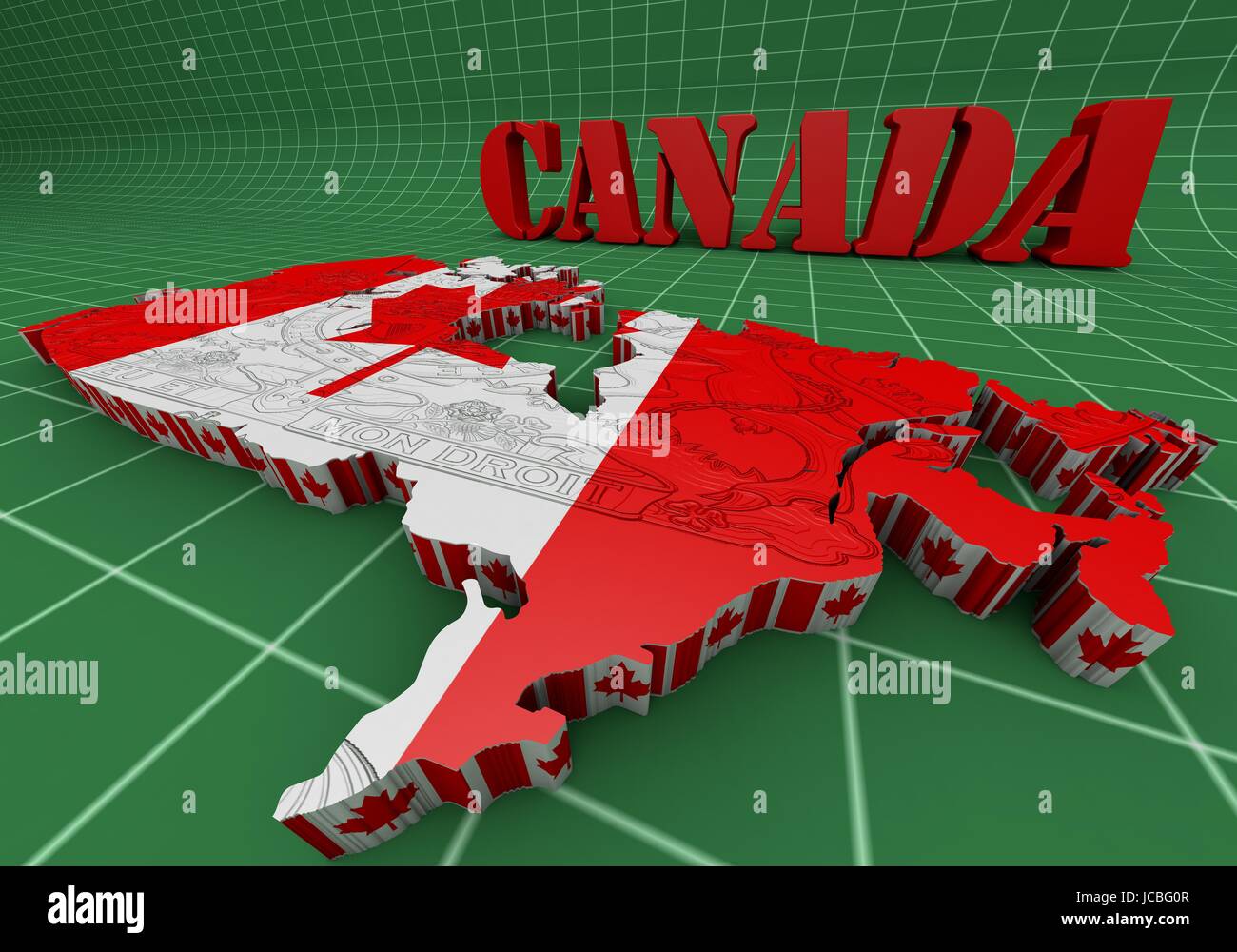 Map of Canada with flag colors. 3d render illustration Stock Photo - Alamy