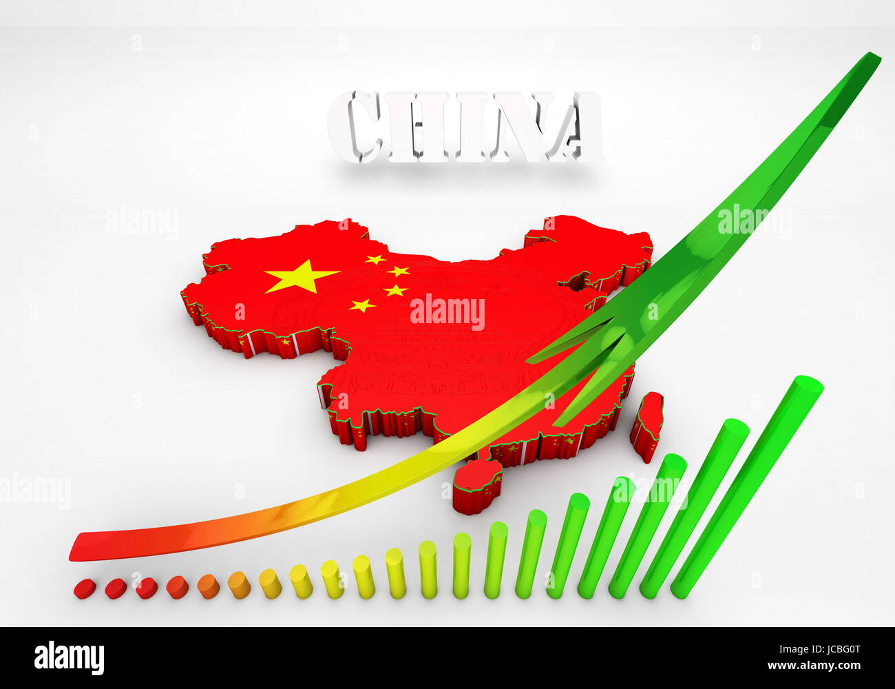 3D map of China in Chinese flag colors Stock Photo - Alamy