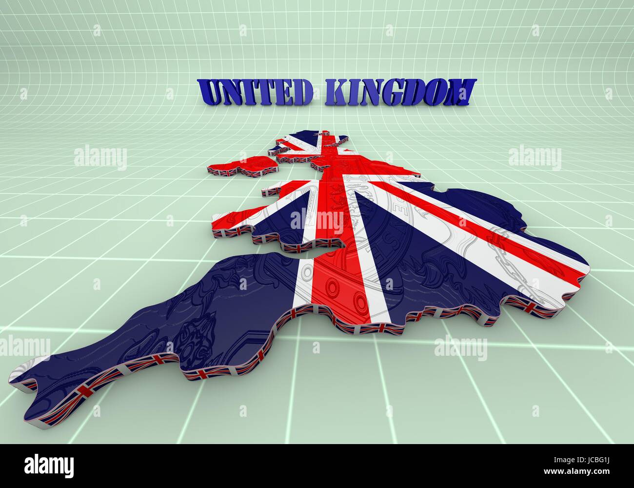 3D Illustration of United Kingdom map with as Flag Stock Photo - Alamy