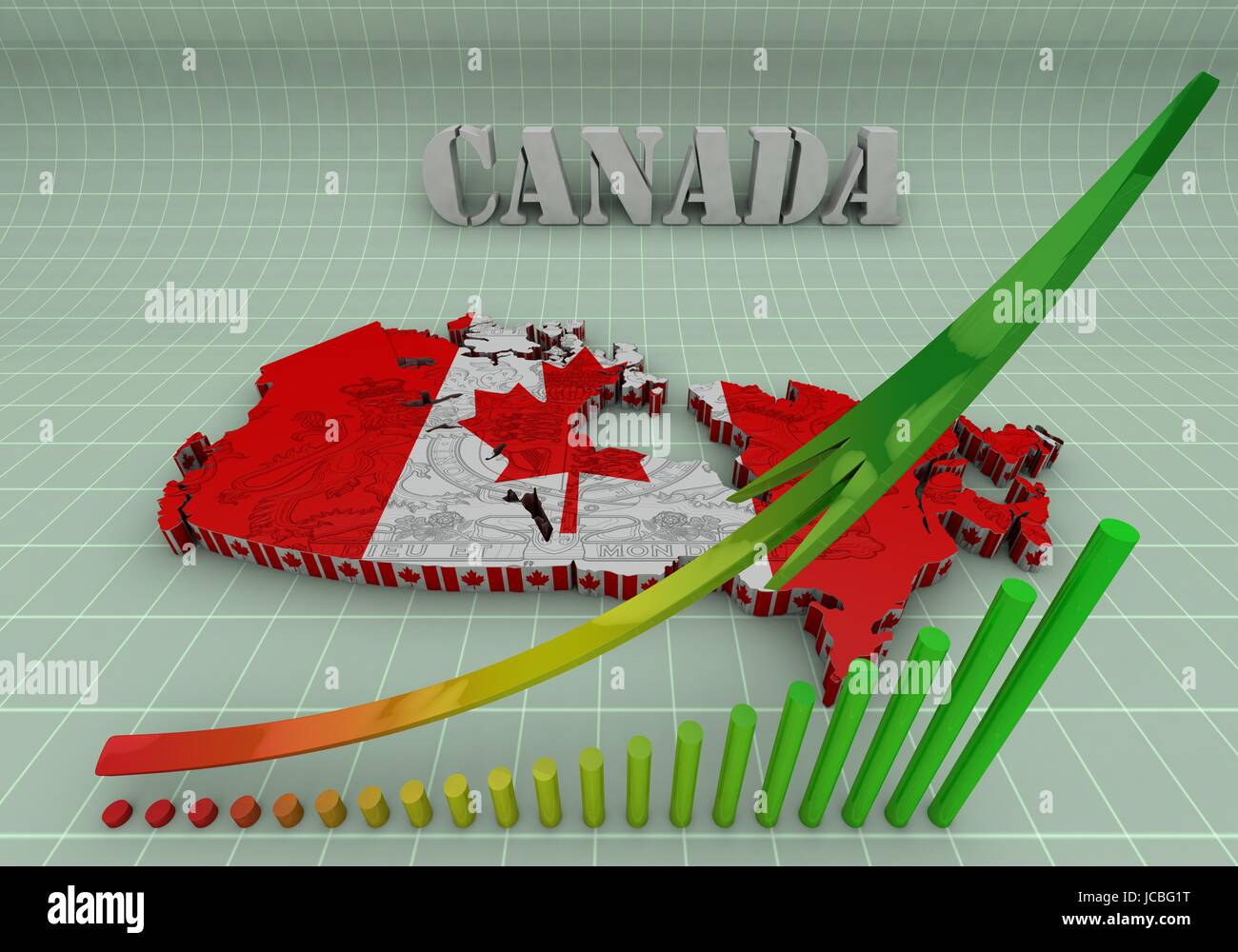 Map of Canada with flag colors. 3d render illustration Stock Photo - Alamy