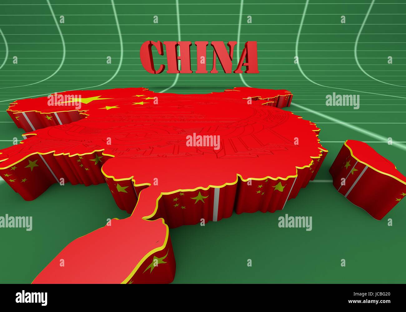 3D map of China in Chinese flag colors Stock Photo - Alamy