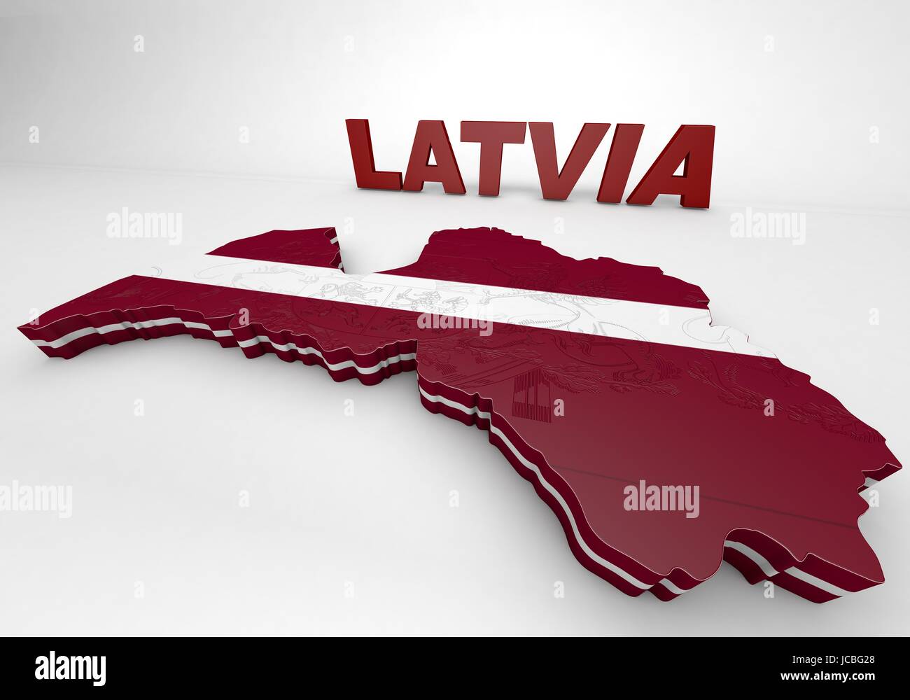 3D Illustration Map of Latvia and latvian Flag Stock Photo - Alamy