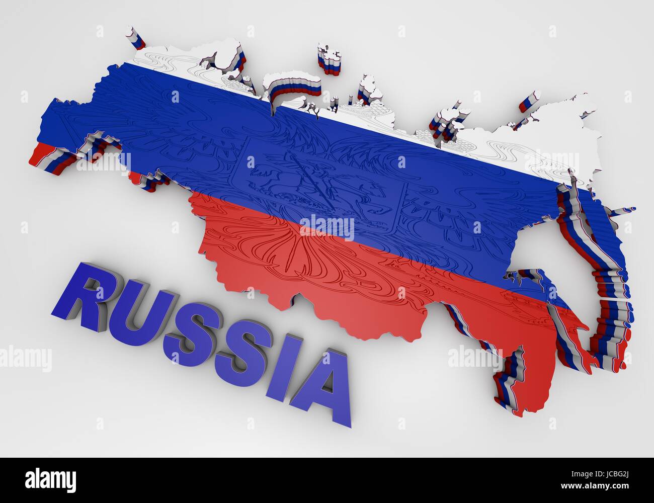 3D illistration of Russia map with flag Stock Photo - Alamy