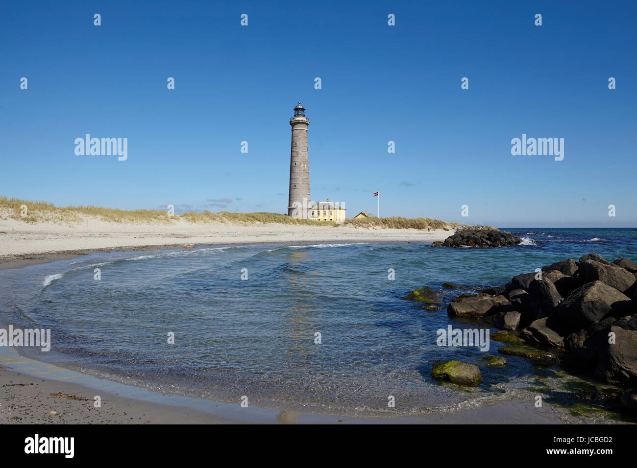 The lighthouse Grenen (called Grey Tower) near Skagen (Denmark, North ...