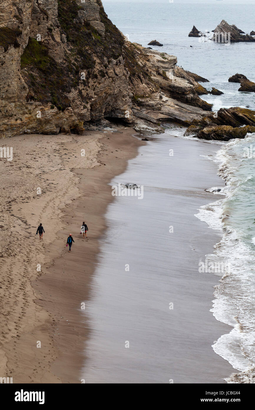 Three Women Walking On Beach From Afar Stock Photo - Alamy