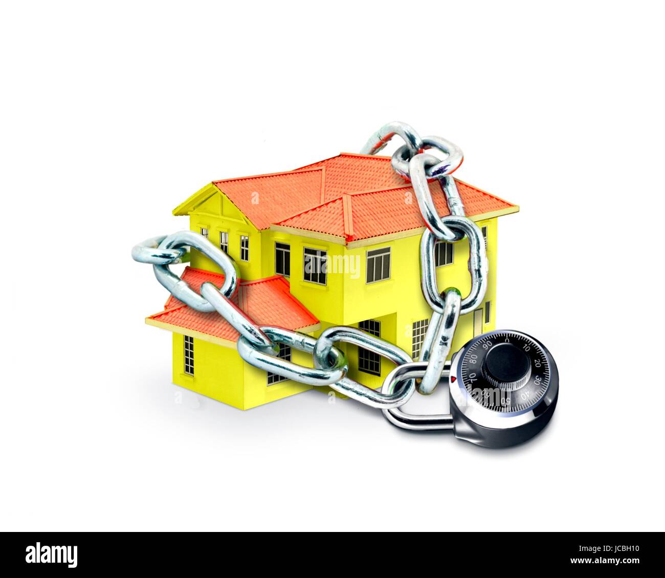 House in Chain and Combination Lock Stock Photo - Alamy