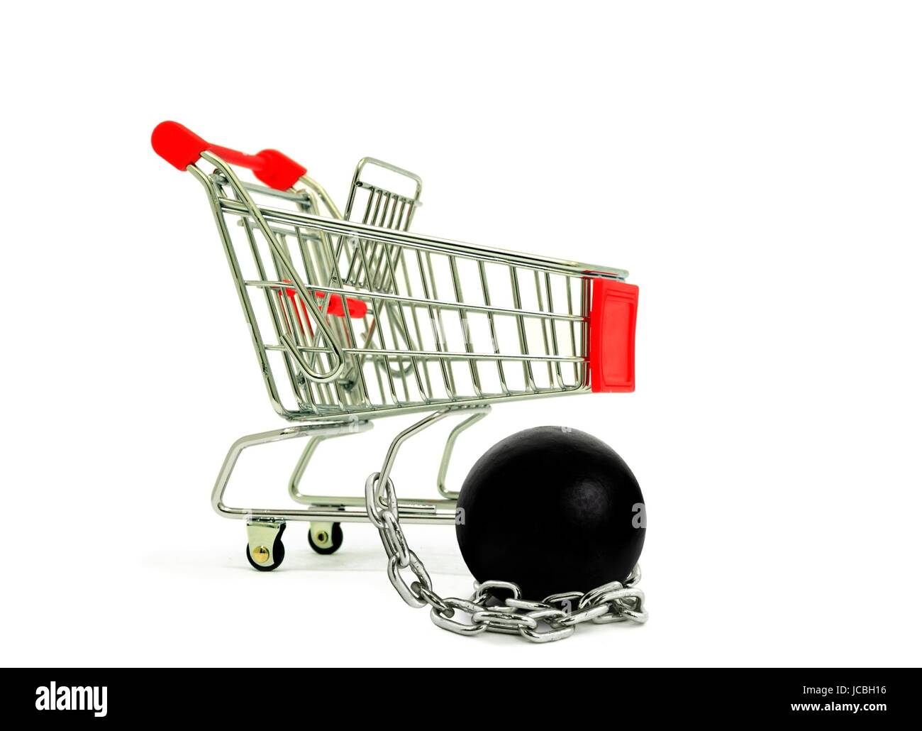 Shopping Cart and Chain Ball Stock Photo - Alamy