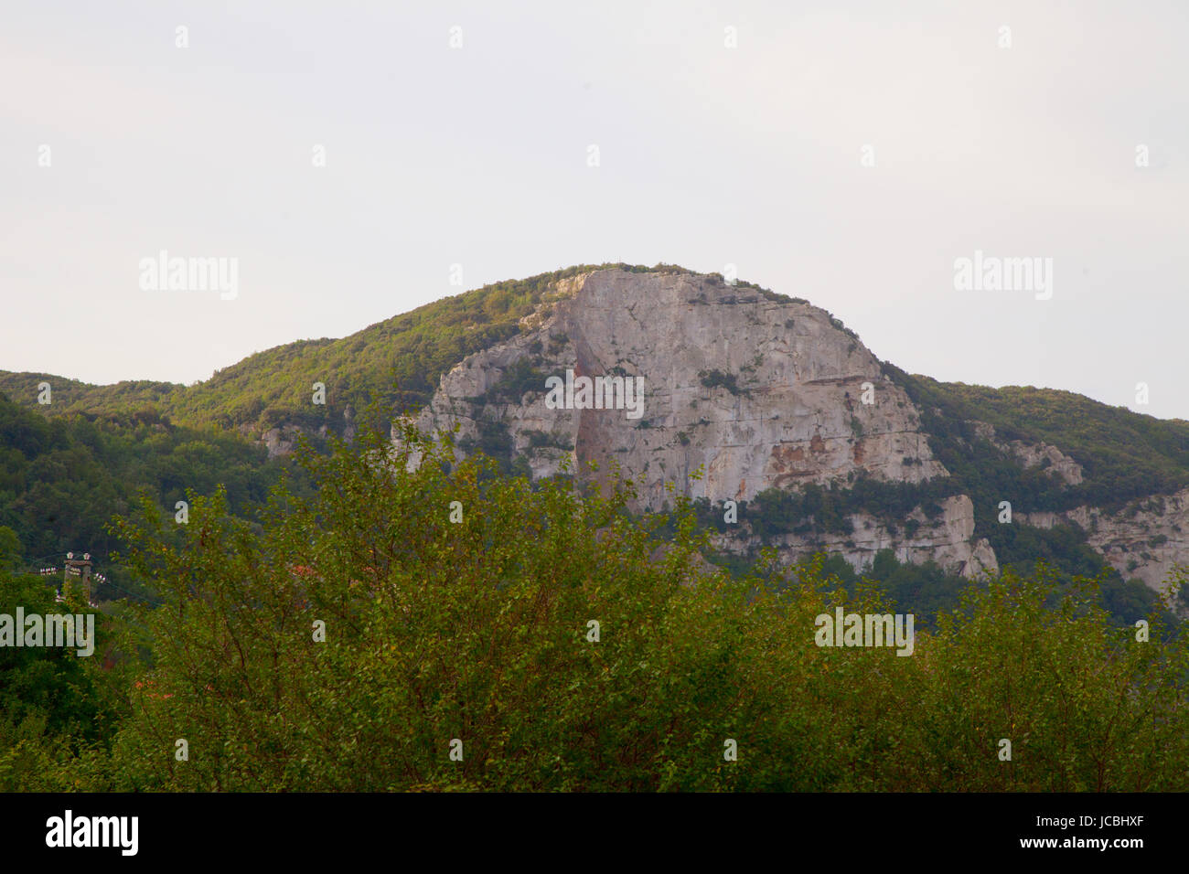 Hill with cliffs and many trees, horizontal image Stock Photo - Alamy