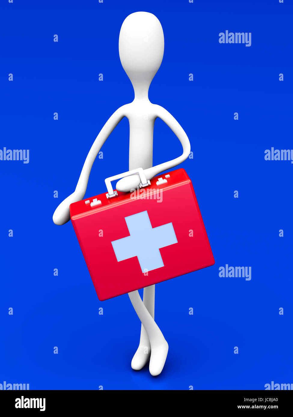 A Cartoon Figure with a First aid case. 3D rendered Illustration Stock ...
