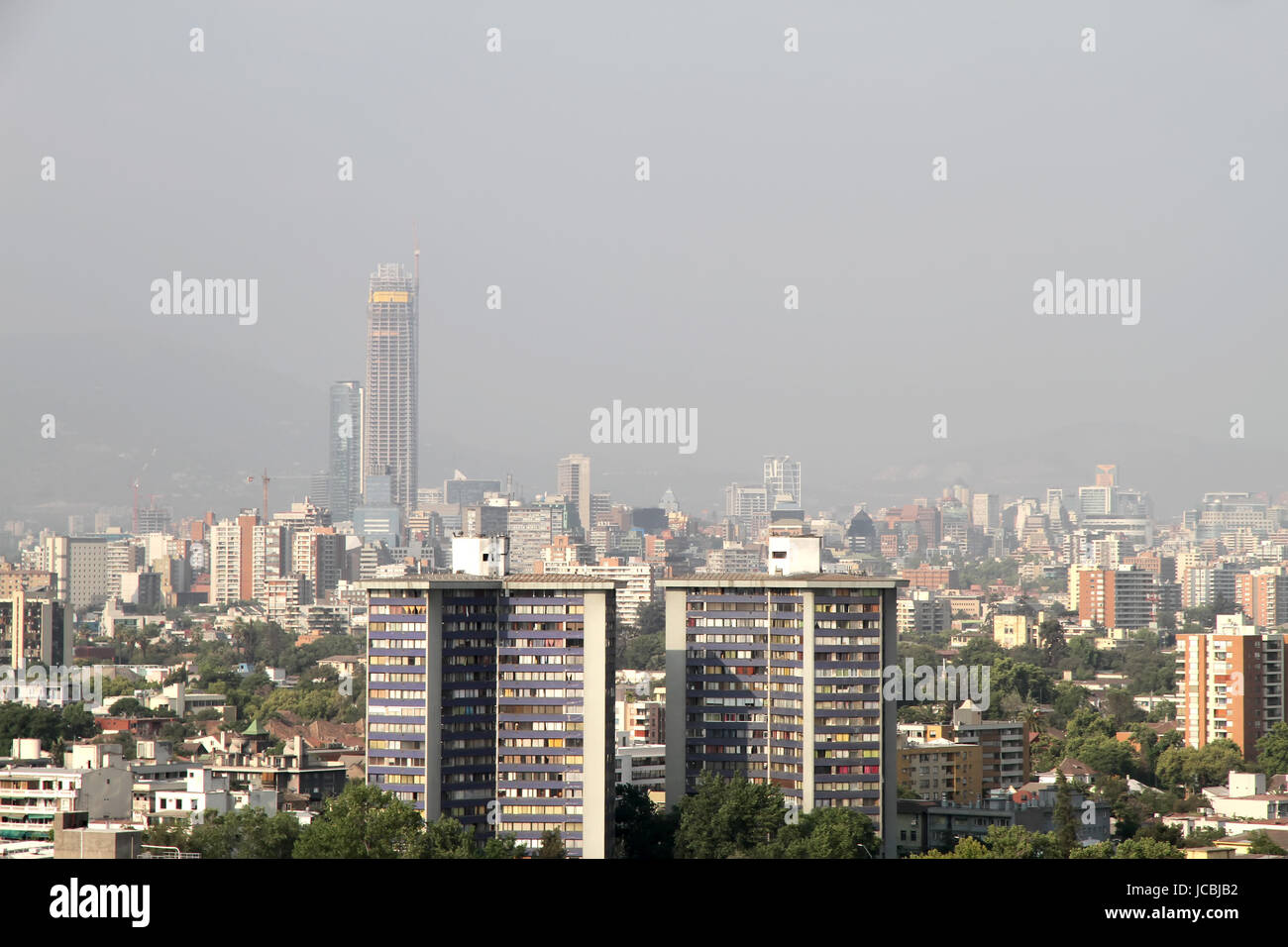 Pollution over the Skyline of Santiago de Chile, Chile, South america ...