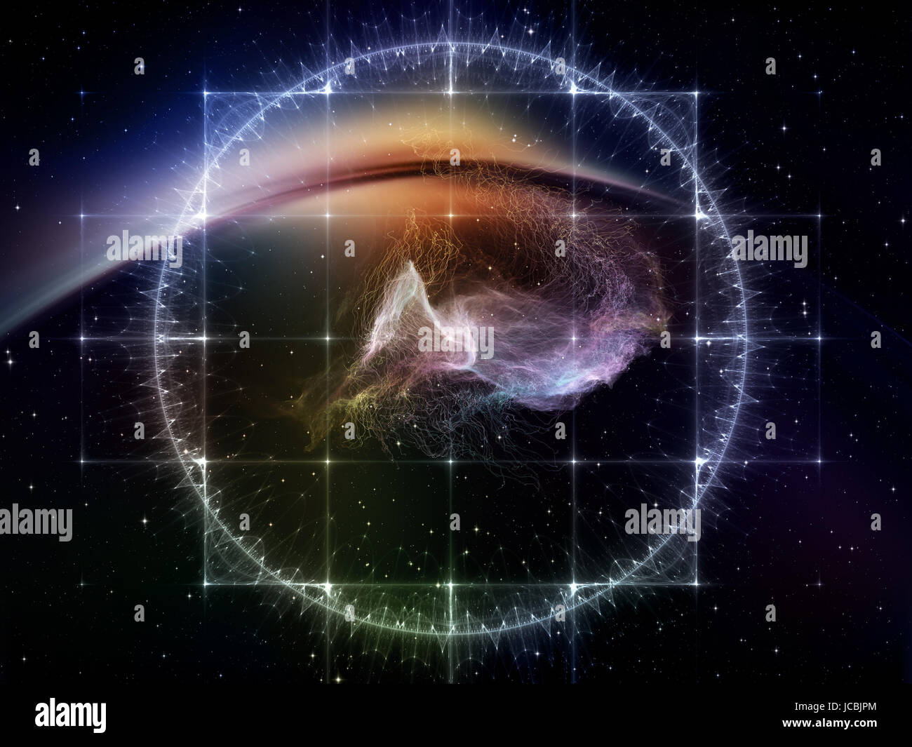 Geometry of Space series. Backdrop composed of conceptual grids, curves ...
