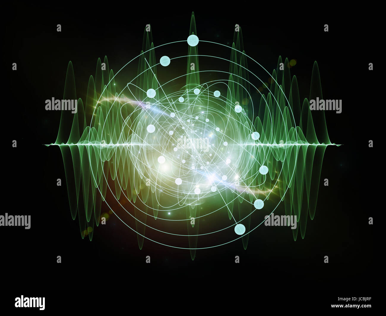 Atomic series. Abstract concept of atom and quantum waves illustrated ...