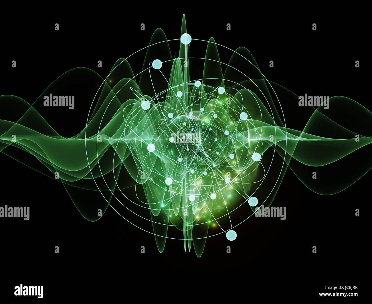 Atomic series. Abstract concept of atom and quantum waves illustrated ...