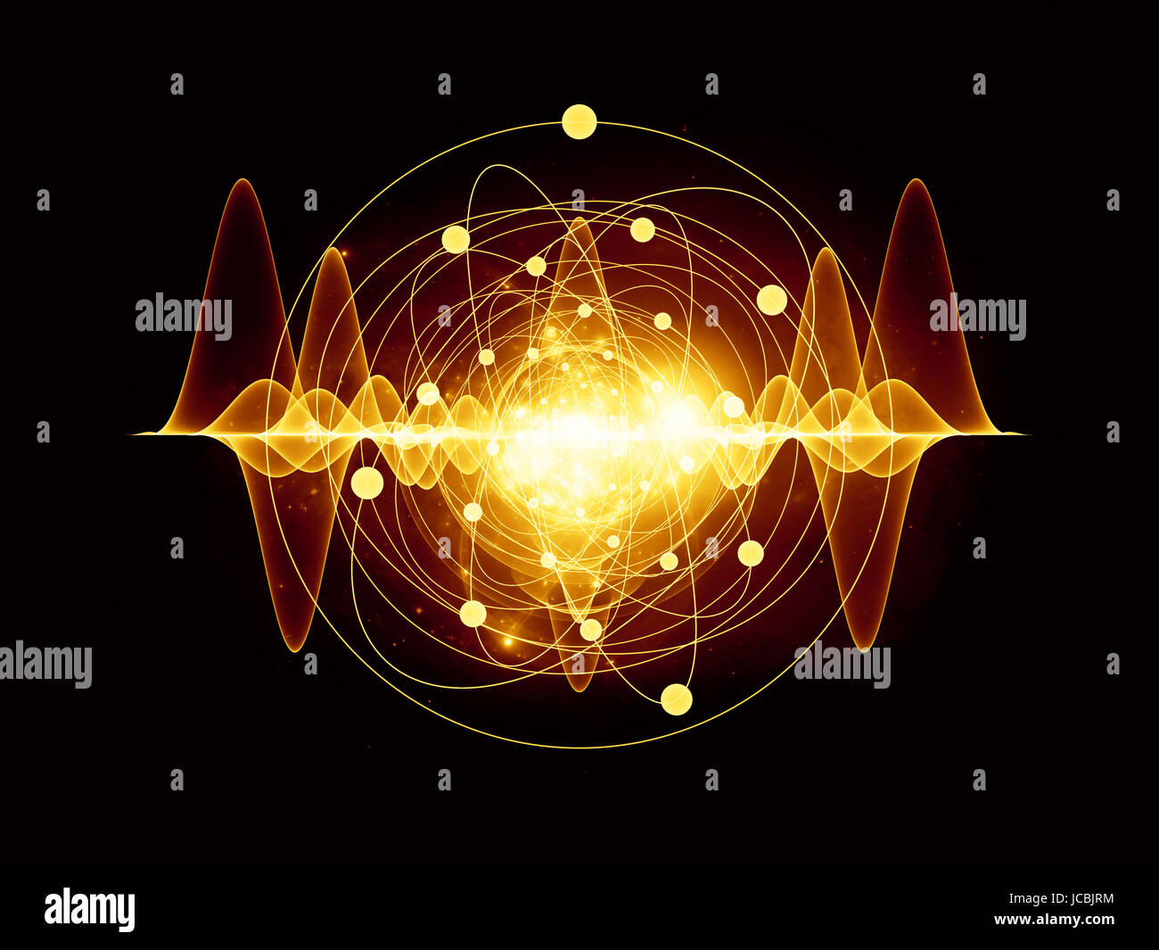 Atomic series. Abstract concept of atom and quantum waves illustrated ...