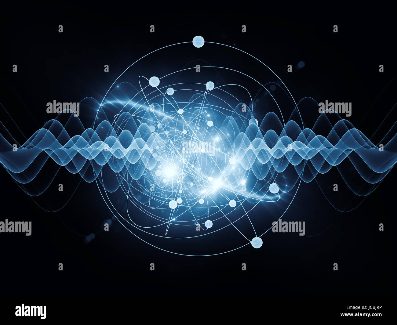 Atomic series. Abstract concept of atom and quantum waves illustrated ...