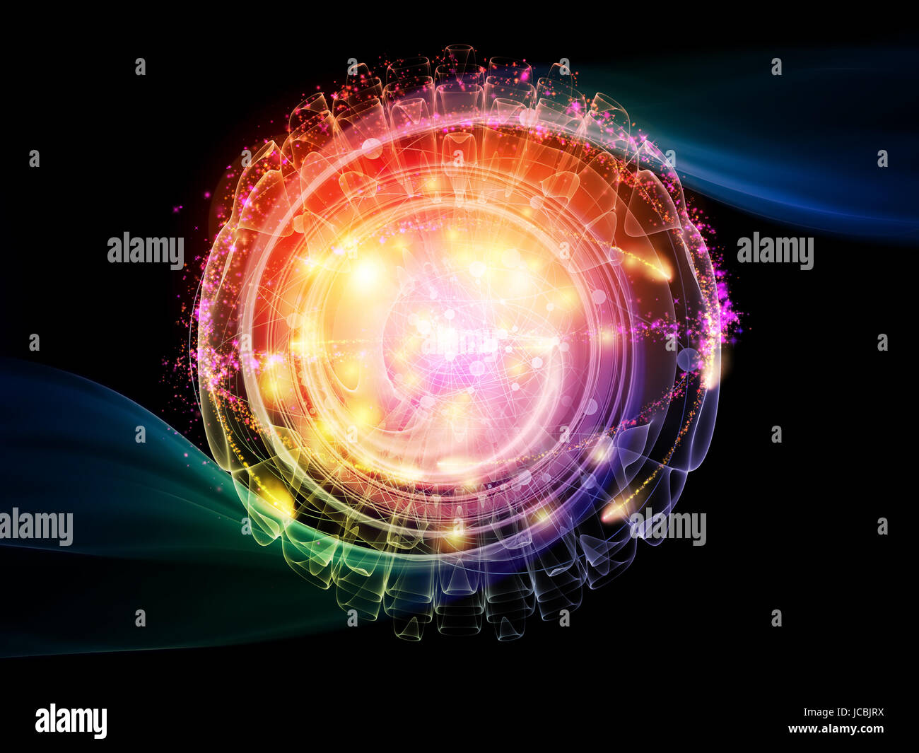 Atomic series. Abstract concept of atom and quantum waves illustrated ...