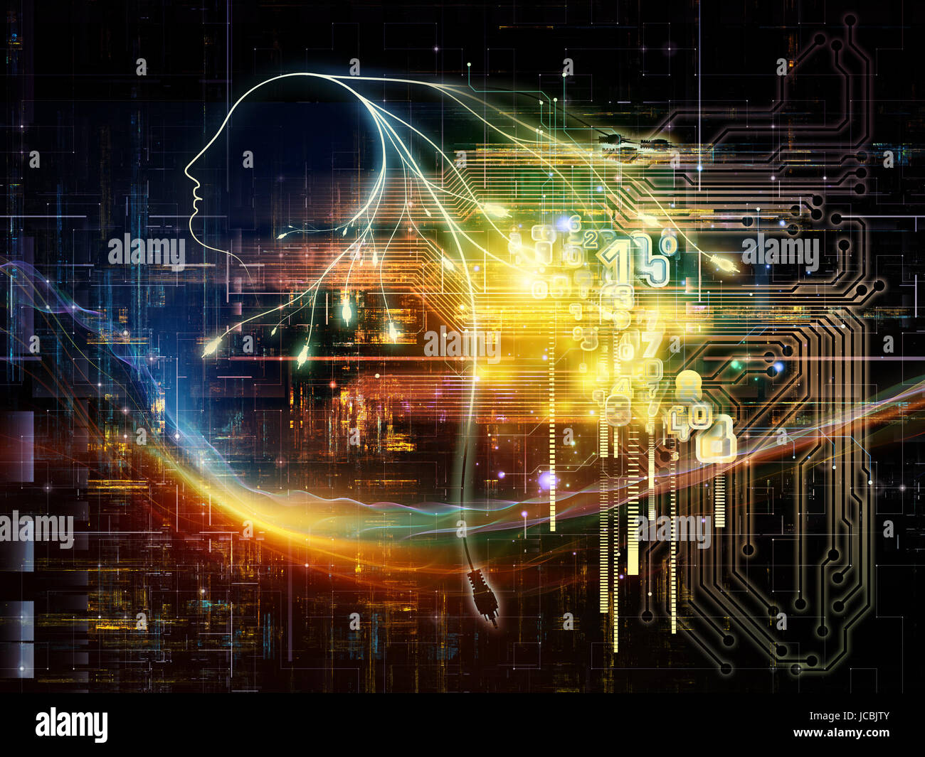 Artificial Intelligence series. Background design of human profile and ...