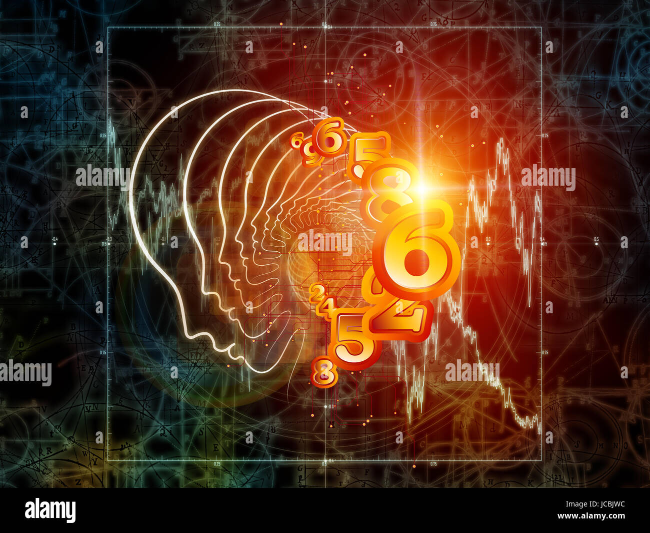 Strange Geometry series. Composition of human head profile, math and ...