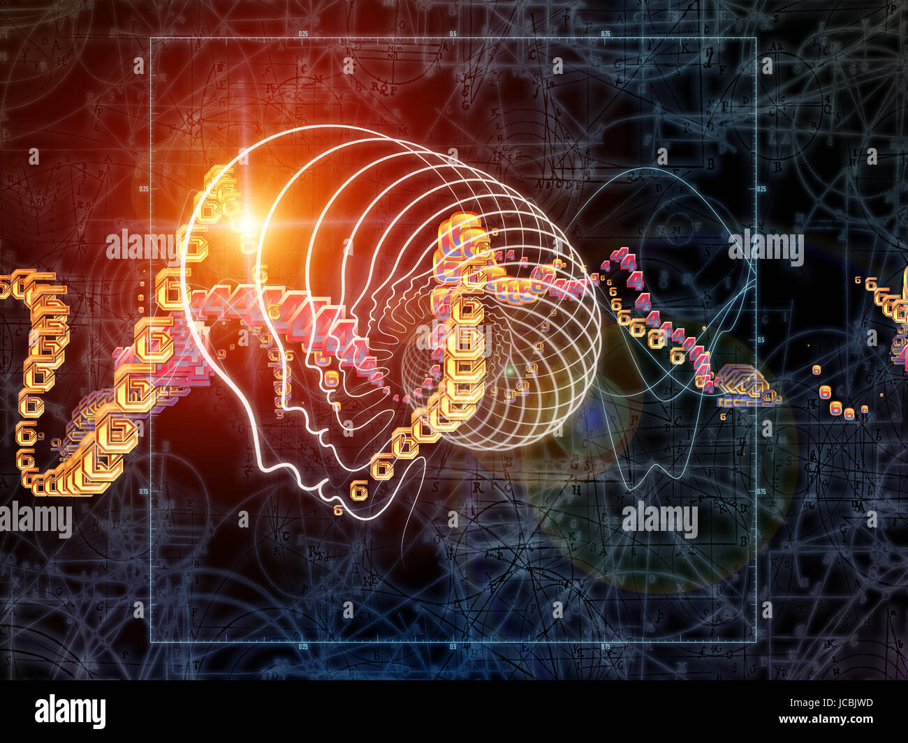 Strange Geometry series. Background design of human head profile, math ...
