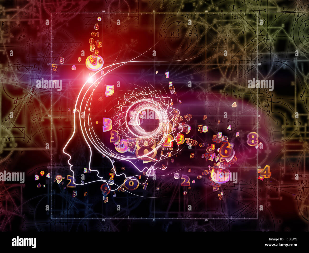 Strange Geometry series. Design composed of human head profile, math ...