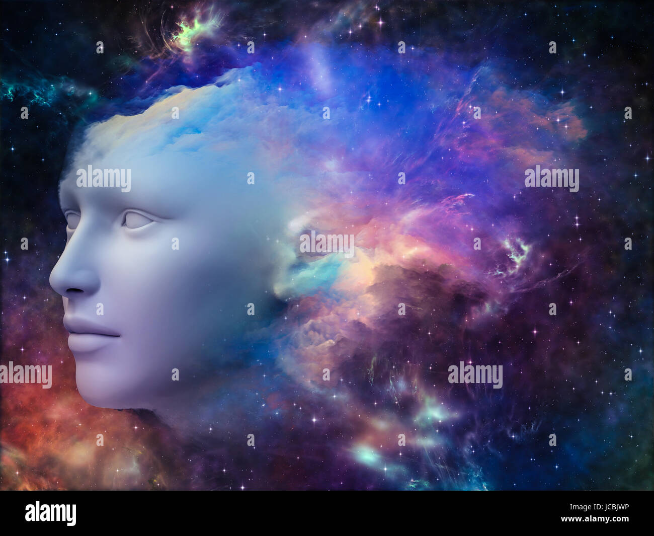 Girls of Never series. Arrangement of human profile and fractal forms ...