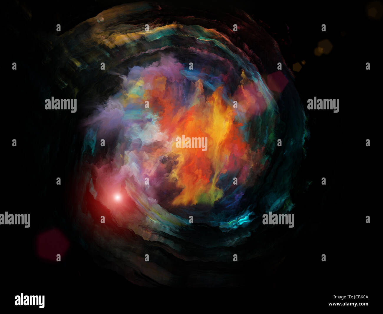 Colors in Space series. Backdrop of colorful clouds and space elements ...