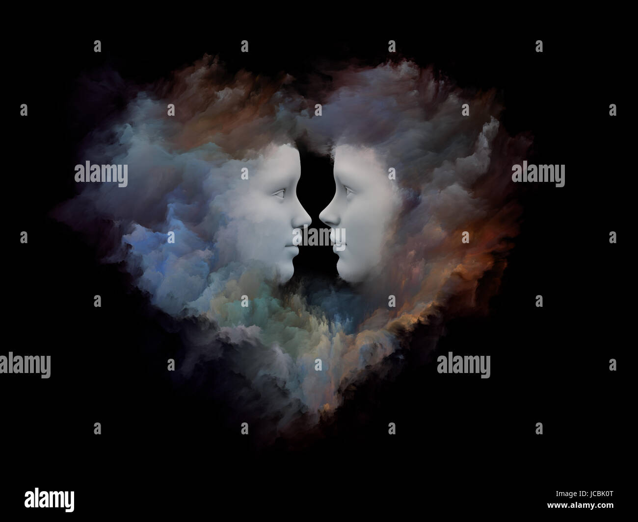 Dreaming Heart series. Backdrop composed of Human profiles connected by ...