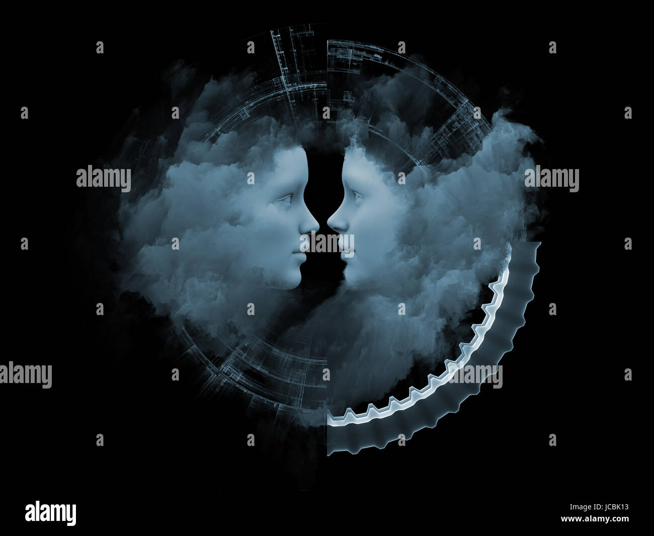 Dreaming Heart series. Arrangement of Human profiles connected by heart ...