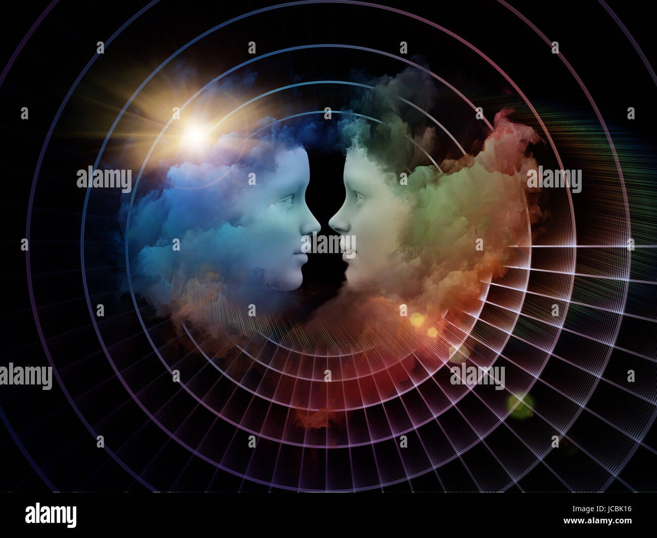 Human Dreams series. Composition of Fused human forms, fractal shapes ...