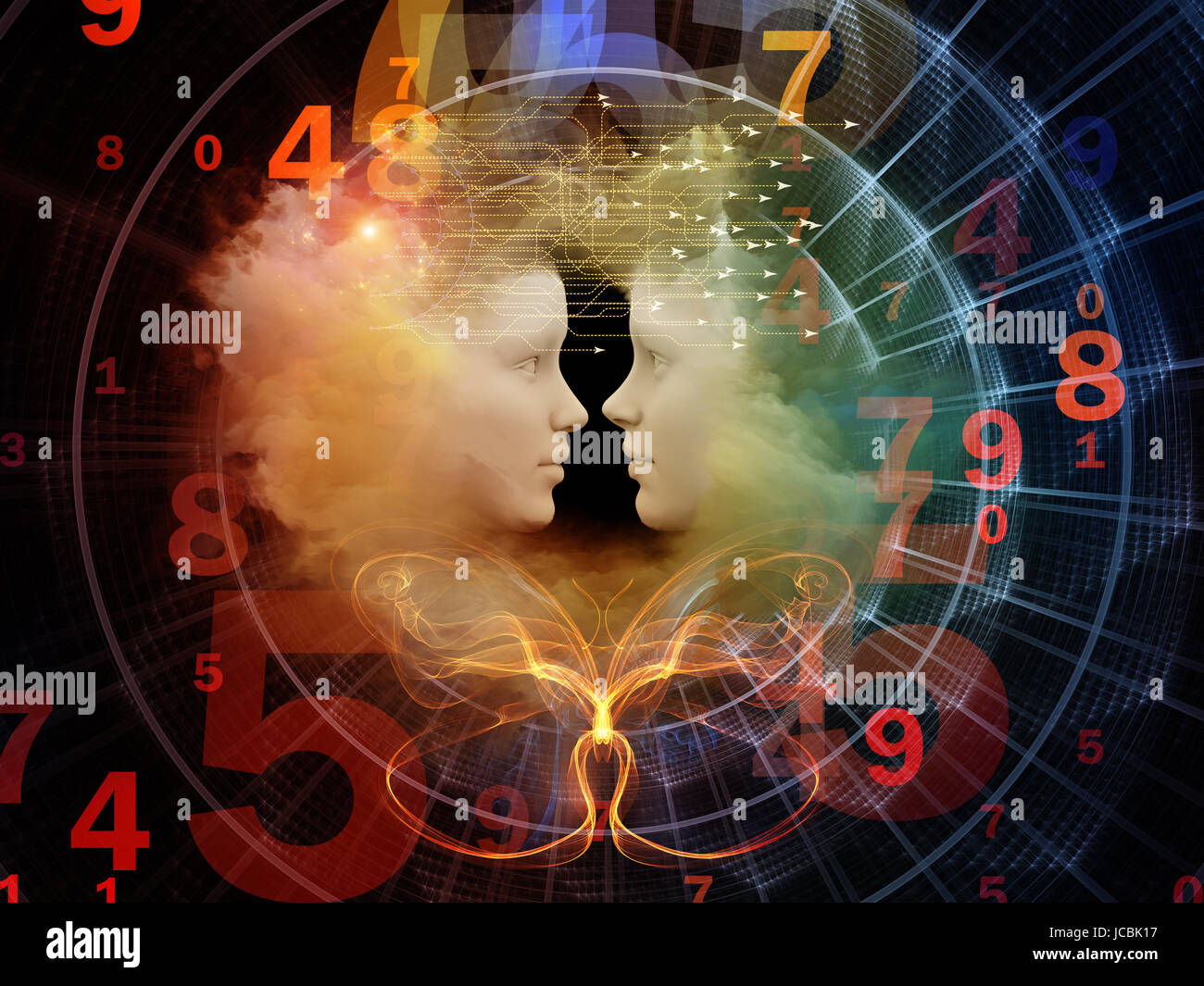 Human Dreams series. Creative arrangement of Fused human forms, fractal ...