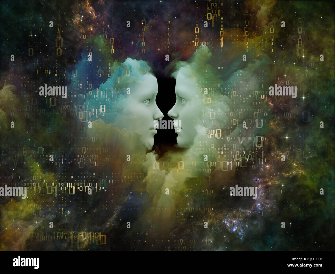 Human Dreams series. Backdrop design of Fused human forms, fractal ...