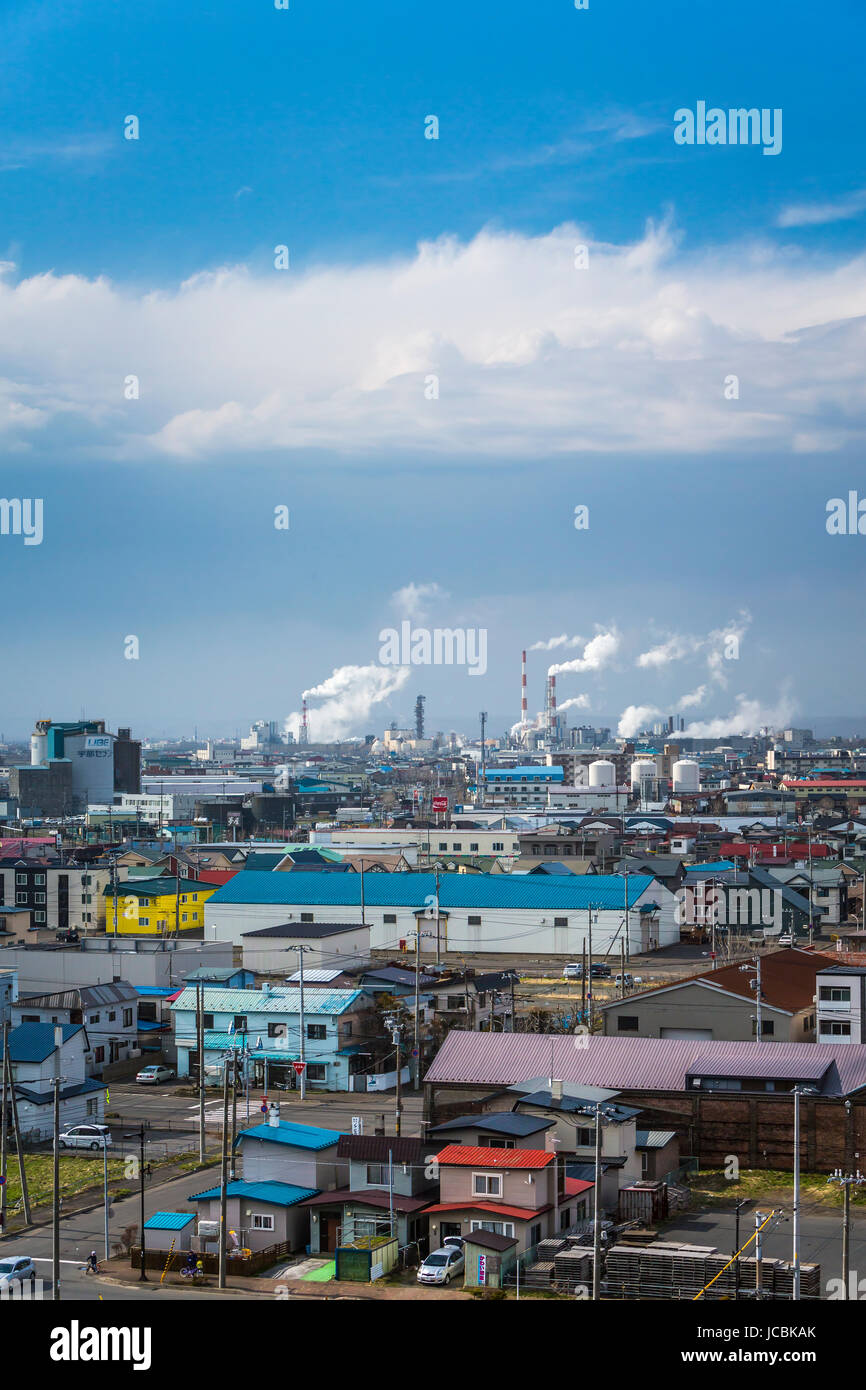 Smoke stacks and industrial installations in Kushiro, subprefecture ...