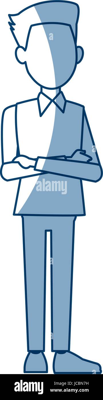 young businessman standing with folded arms vector illustration Stock ...