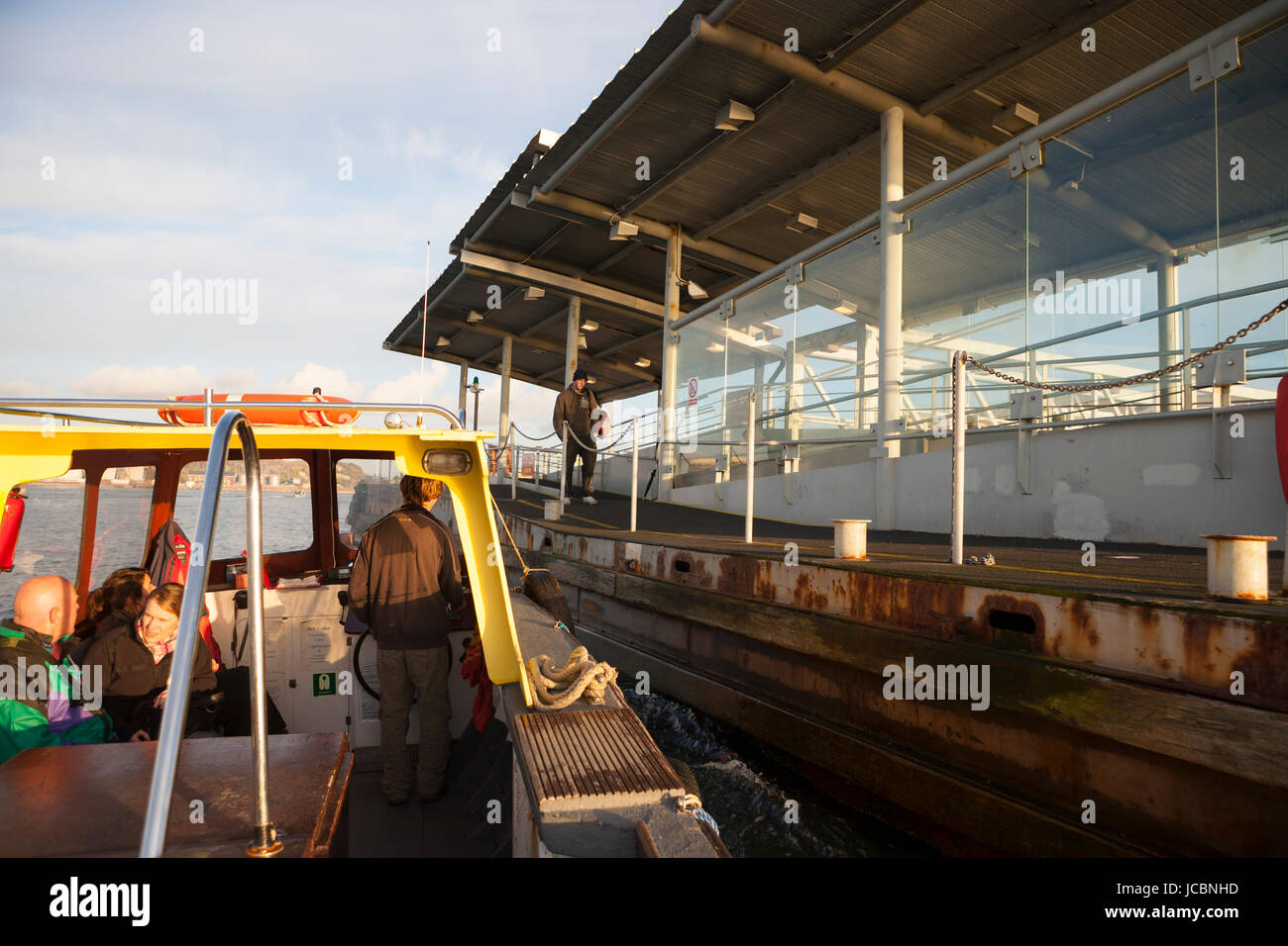 small passenger ferry boat sailing to Mount Batten Plymouth Devon with ...