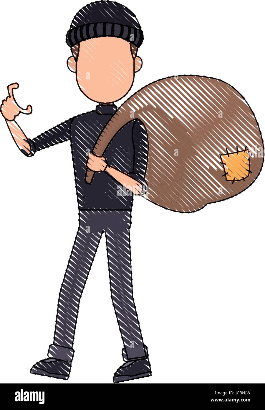 thief stealing money cartoon hacker stealing a bag concept of fraud ...