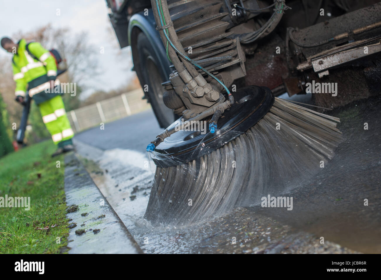 close up from parts of a street cleaning vehicle Stock Photo - Alamy