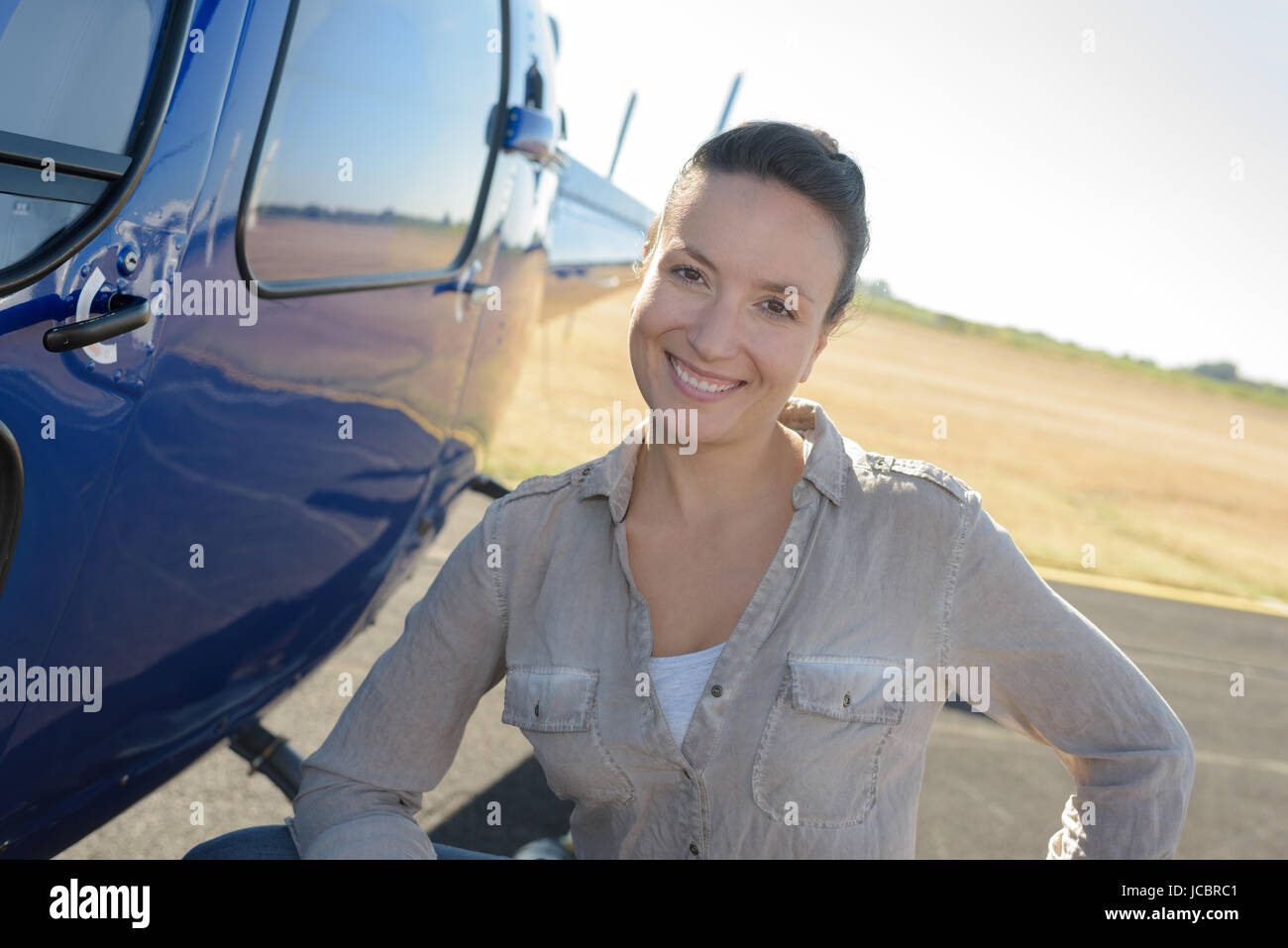 young woman helicopter pilot Stock Photo - Alamy