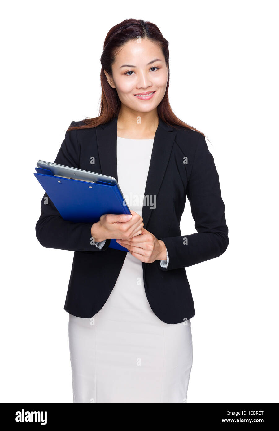 Woman with clipboard Stock Photo - Alamy
