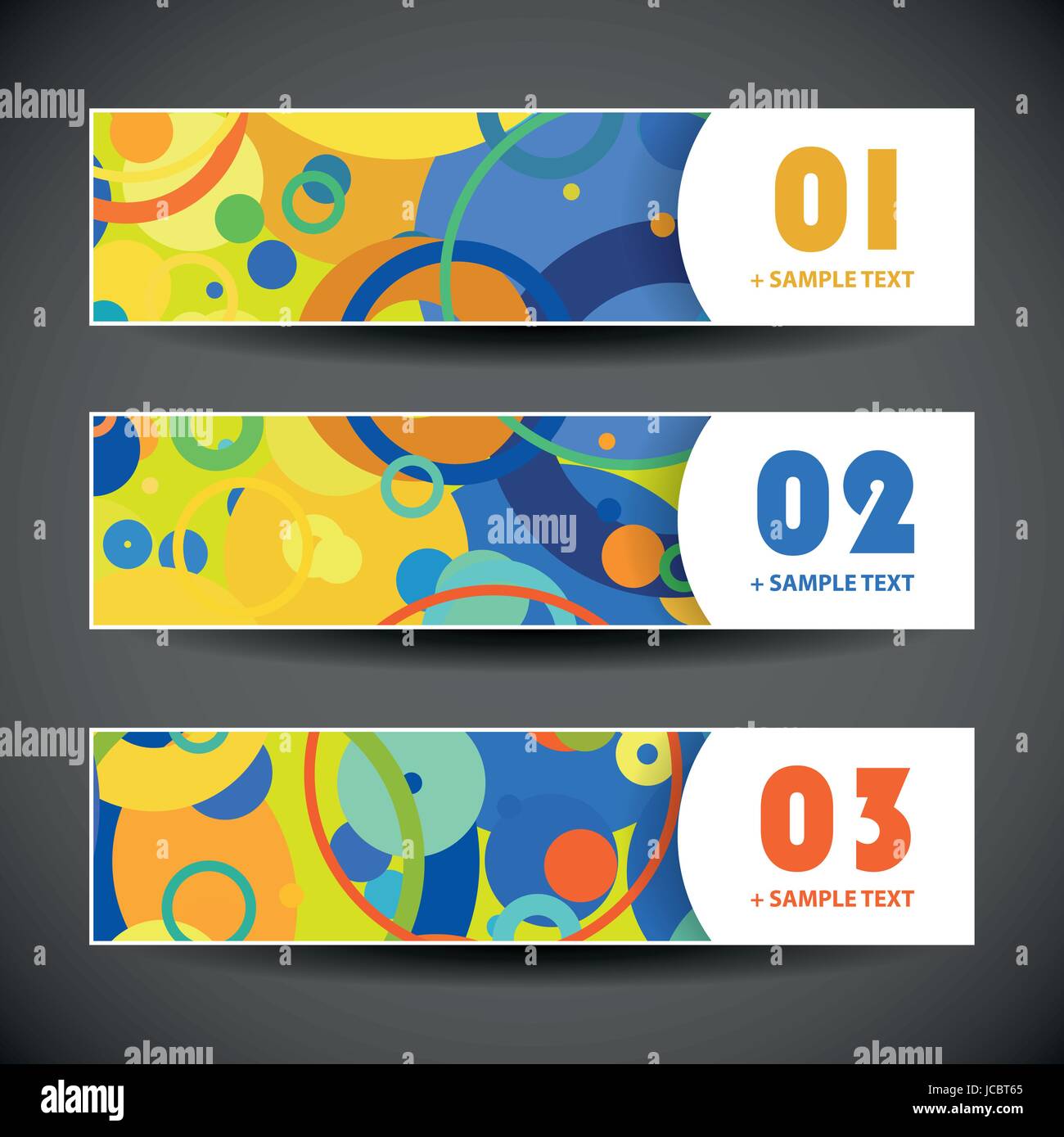 Colorful Vector Set of Three Numbered Header Designs with Dots and ...