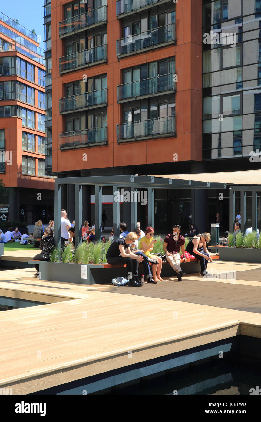 The floating park of Merchant Square in Paddington Basin, west London ...