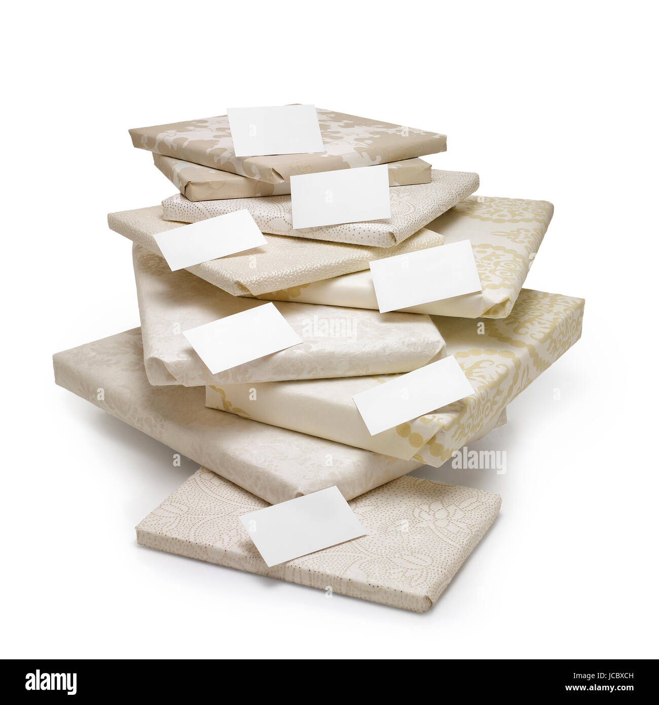 Stack of books with blank labels. Clipping path Stock Photo - Alamy