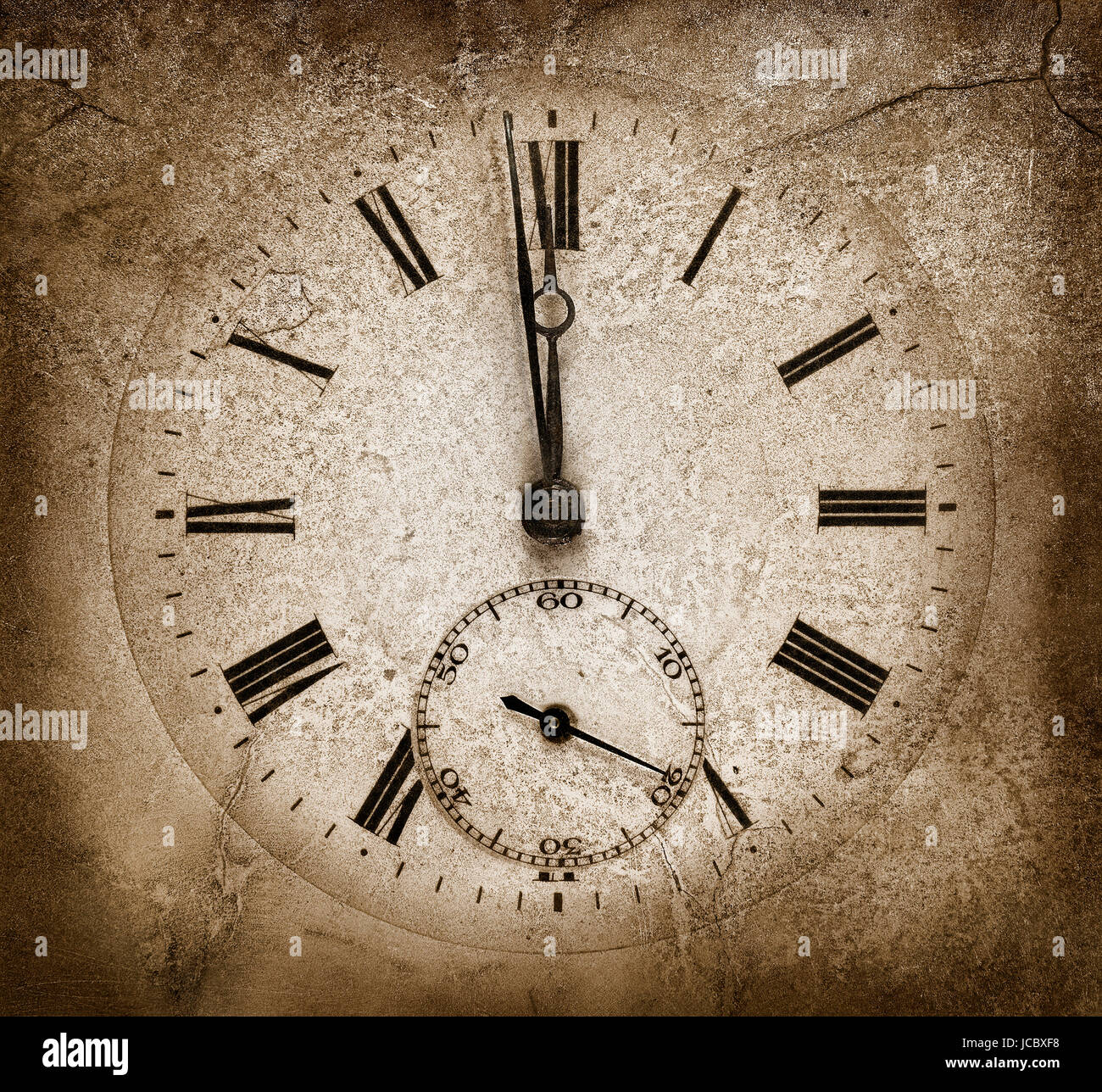 Midnight stone clock.Cracked texture Stock Photo - Alamy