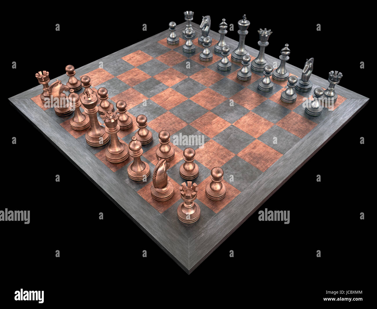 Chessboard with pieces of metal. Clipping path included Stock Photo - Alamy
