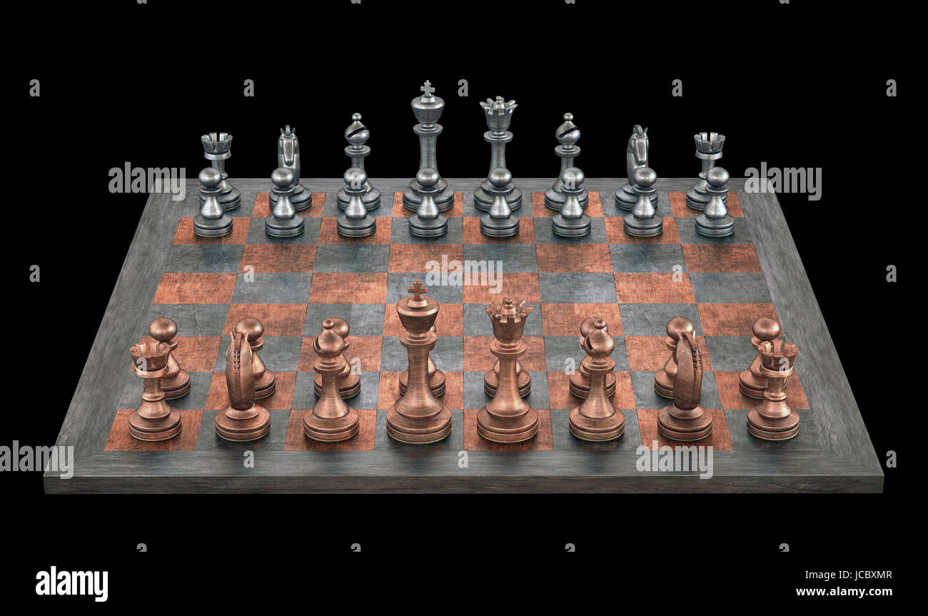 Chessboard with pieces of metal. Clipping path included Stock Photo - Alamy