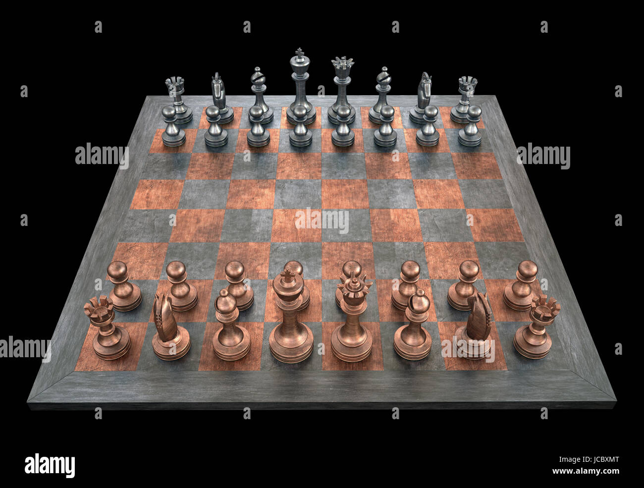 Chessboard with pieces of metal. Clipping path included Stock Photo - Alamy