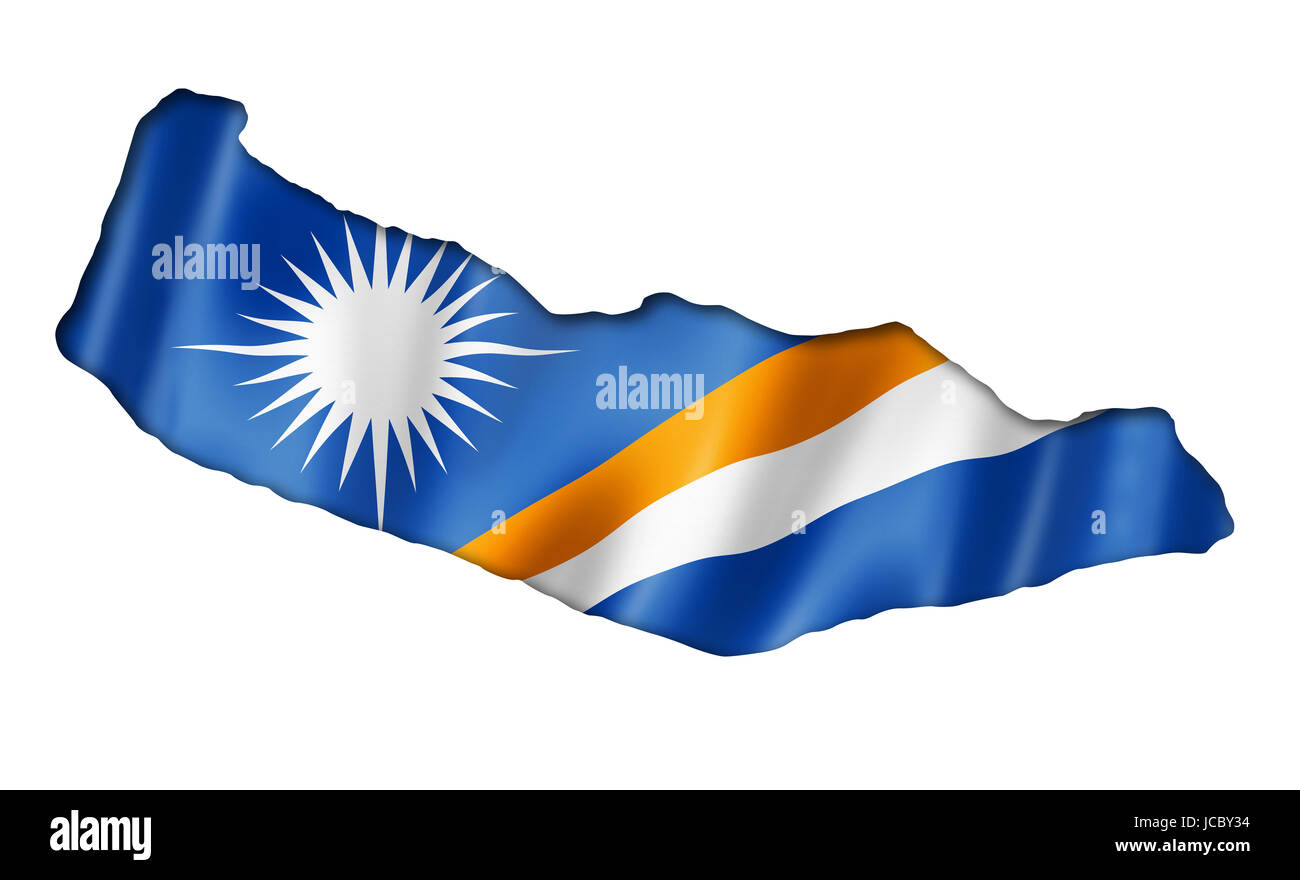 Marshall Islands flag map, three dimensional render, isolated on white ...
