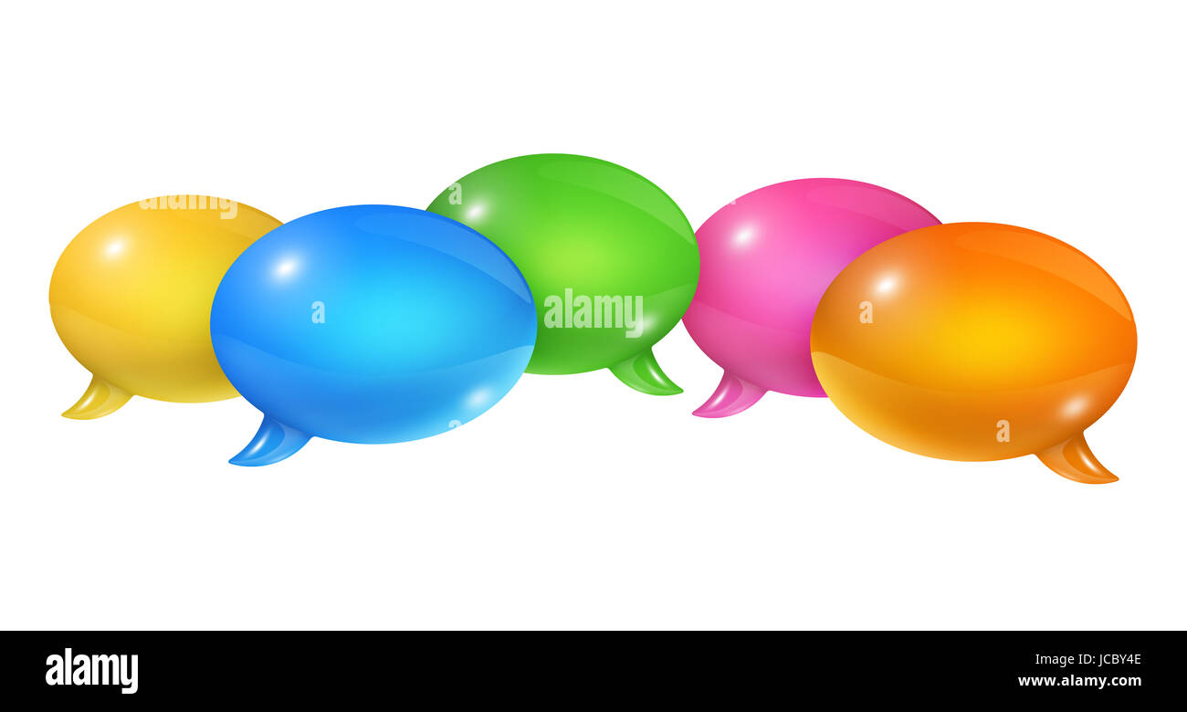 3D group of colored speech bubbles isolated on white Stock Photo - Alamy