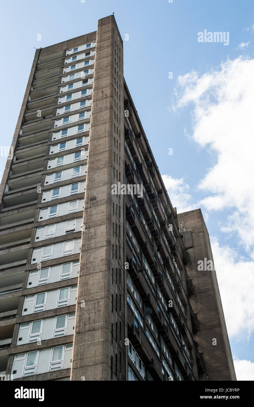 tower block at a low angle in a housing estate Stock Photo - Alamy